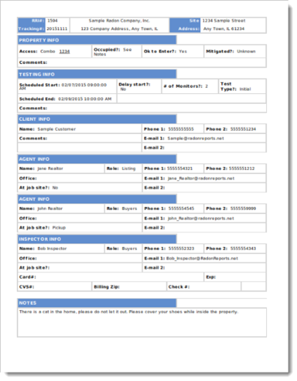 Sample Downloads – Radon Reports